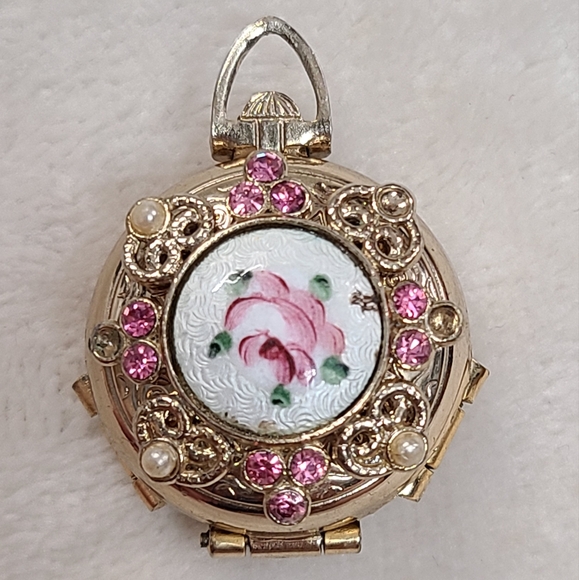 Coro | Jewelry | Vintage Coro Gold Tone Guilloche Floral Locket | Poshmark
